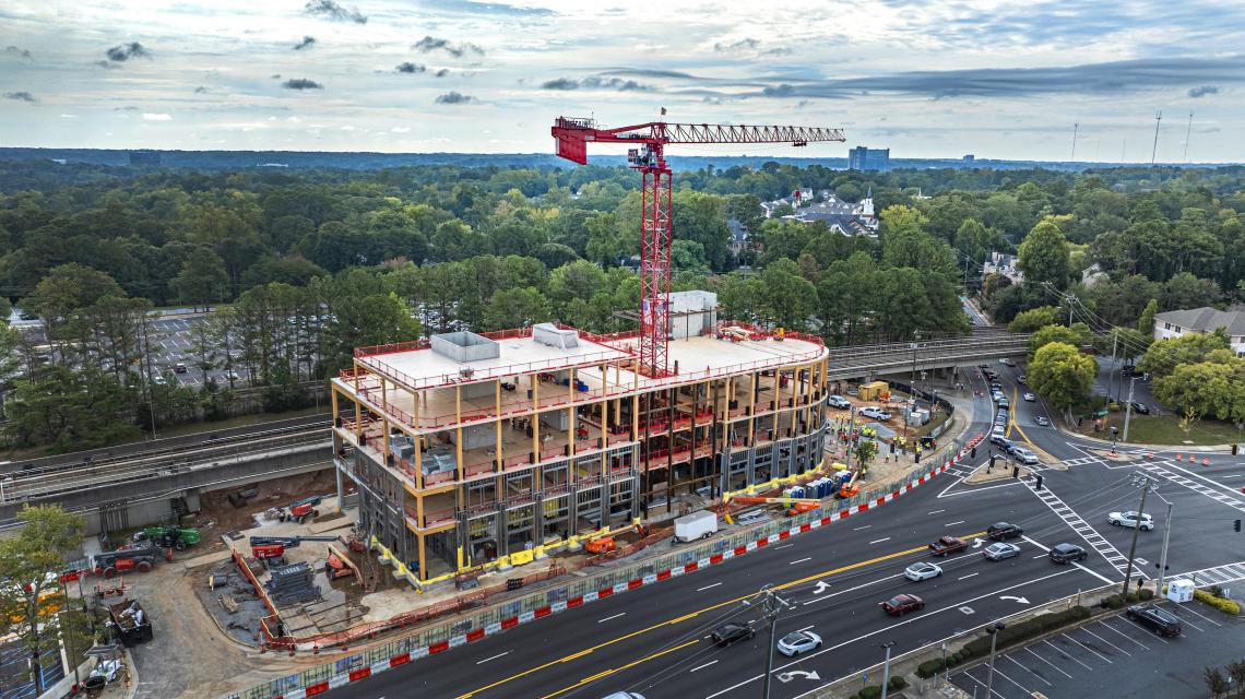 Images: Timber-built Brookhaven City Centre has topped out | Urbanize Atlanta
